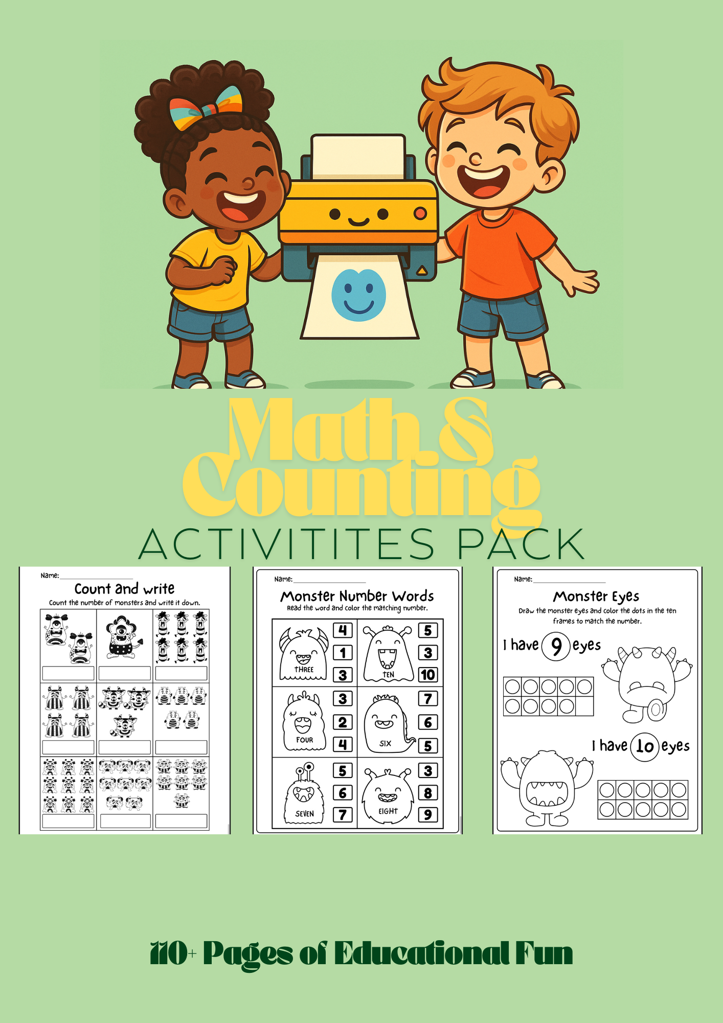 Math & Counting Activities Pack (108 pages) – Bright Start Academy